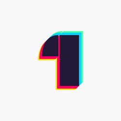 1 logo number one with neon glitch multicolor Vector Image