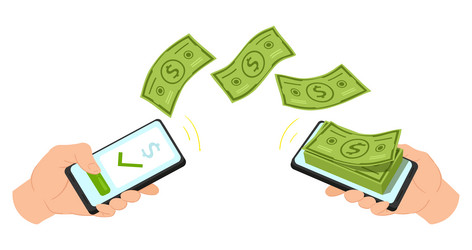 Cartoon money payment mobile bank electronic Vector Image