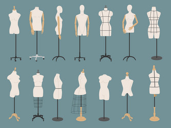 Tailor dummies female cartoon models Royalty Free Vector