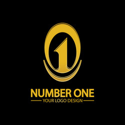 Golden number one logo icon design isolated black Vector Image