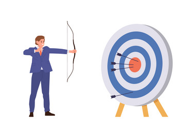 Blindfolded businessman aiming at target from Vector Image