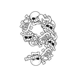 Number 1 skeleton bones font one anatomy Vector Image