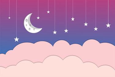 Flat style moon and stars background design Vector Image