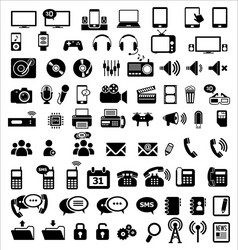 Multimedia and communication media icons Vector Image