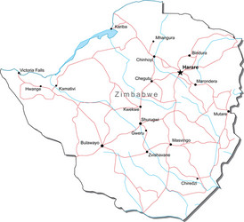 Harare zimbabwe city map iin black and white Vector Image