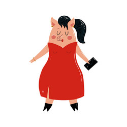 Pig innocent look front view isolated Royalty Free Vector