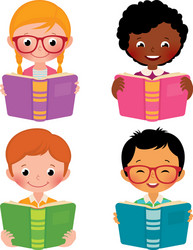Children reading books Royalty Free Vector Image