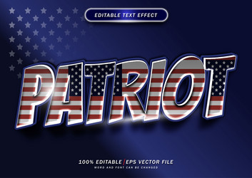 Patriot text effect editable style Royalty Free Vector Image