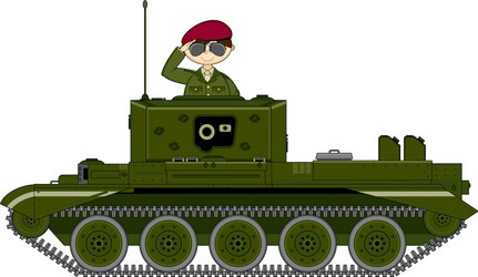 Cartoon army soldier and tank Royalty Free Vector Image