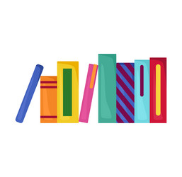Colorful standing spine book covers row graphic Vector Image