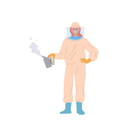 Professional beekeeper cartoon character holding Vector Image