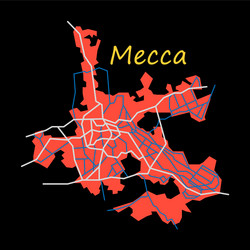 Mecca map saudi arabia flat Royalty Free Vector Image