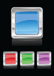 Glass square button with round corners and golden Vector Image