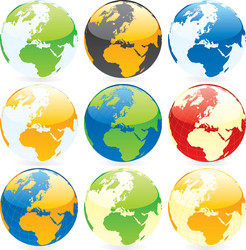 Retro paper earth world globe map icons Royalty Free Vector