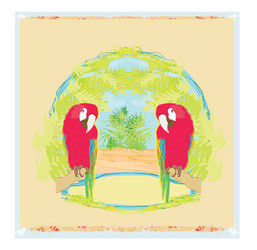 Colourful parrot bird sitting on the perch Vector Image