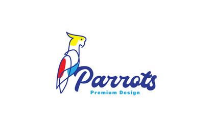 Bird lines art colorful parakeet logo symbol Vector Image
