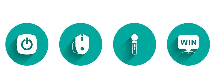 Set power button medal level game and target Vector Image