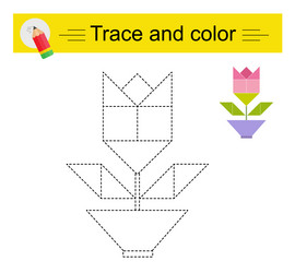Trace and color for children preschool worksheet Vector Image