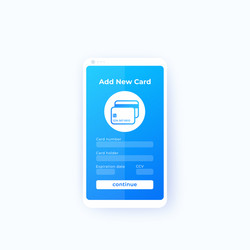 Add new card mobile ui design Royalty Free Vector Image