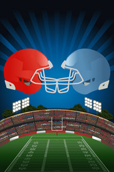 American football field stadium at sunset Vector Image