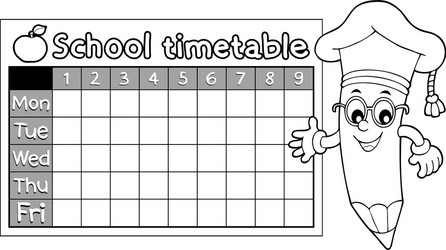 Coloring book school timetable 6 Royalty Free Vector Image