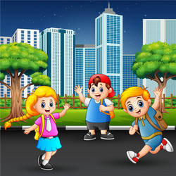 Children playing in city park Royalty Free Vector Image