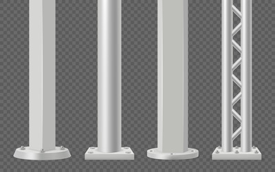 Realistic metal poles collection isolated Vector Image