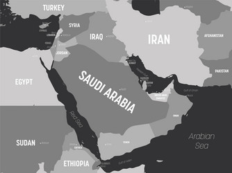 Middle east map high detailed political Royalty Free Vector