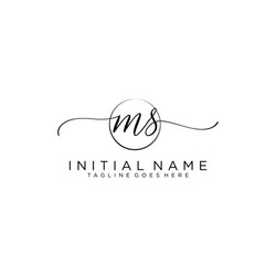 Ms initial handwriting logo design Royalty Free Vector Image