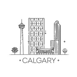 Outline calgary canada city skyline Royalty Free Vector