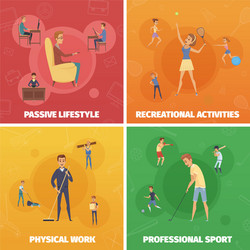 Physical activity horizontal banners Royalty Free Vector
