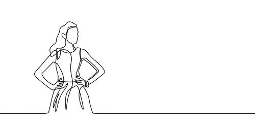 Strong girl continuous one line drawing Royalty Free Vector