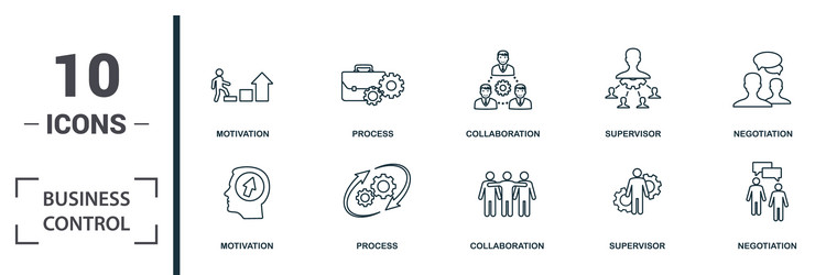 Business administration icon set monochrome sign Vector Image