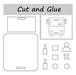 Diy worksheet color cut and glue Royalty Free Vector Image