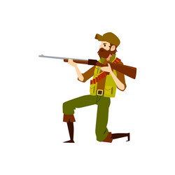 Cartoon of a hunter aiming rifle Royalty Free Vector Image