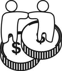 Stack coin money commitment teamwork together Vector Image