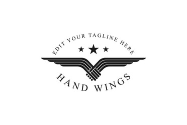 Retro vintage wings with hand handshake Royalty Free Vector