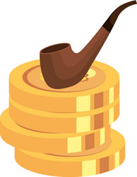 Coin with clover smoking pipe Royalty Free Vector Image