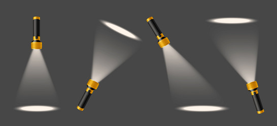 Flashlights with light beam realistic set Vector Image