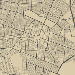 Detailed map isfahan city linear print Royalty Free Vector