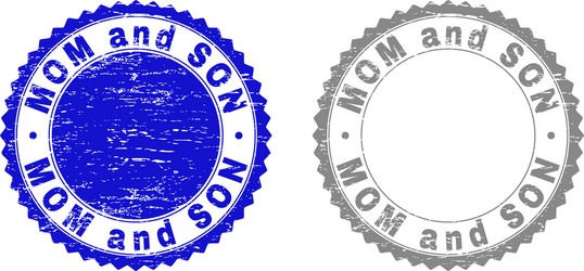 Mom and son rubber stamp Royalty Free Vector Image
