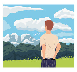 People looking forward senior couple admiring Vector Image