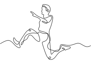 Continuous line drawing of athlete long jump Vector Image