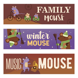 Trendy poster designs with cute mice Royalty Free Vector