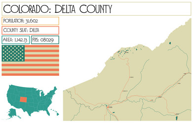 Detailed infographic and map of delta county Vector Image