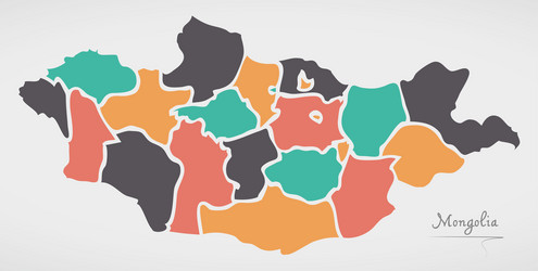 Mongolia map with states and modern round shapes Vector Image