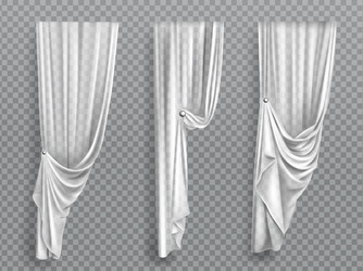 White window veil curtains realistic tulle drapes Vector Image