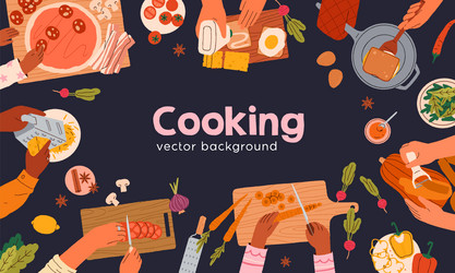 Cooking food top view cook process ingredients Vector Image