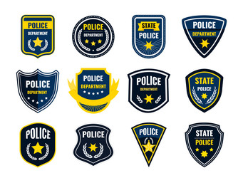 Police black symbol cop badge with shield Vector Image