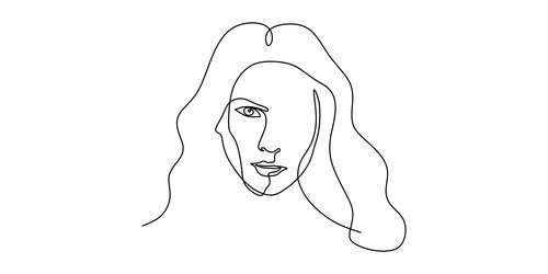 Abstract face one line drawing portrait Royalty Free Vector